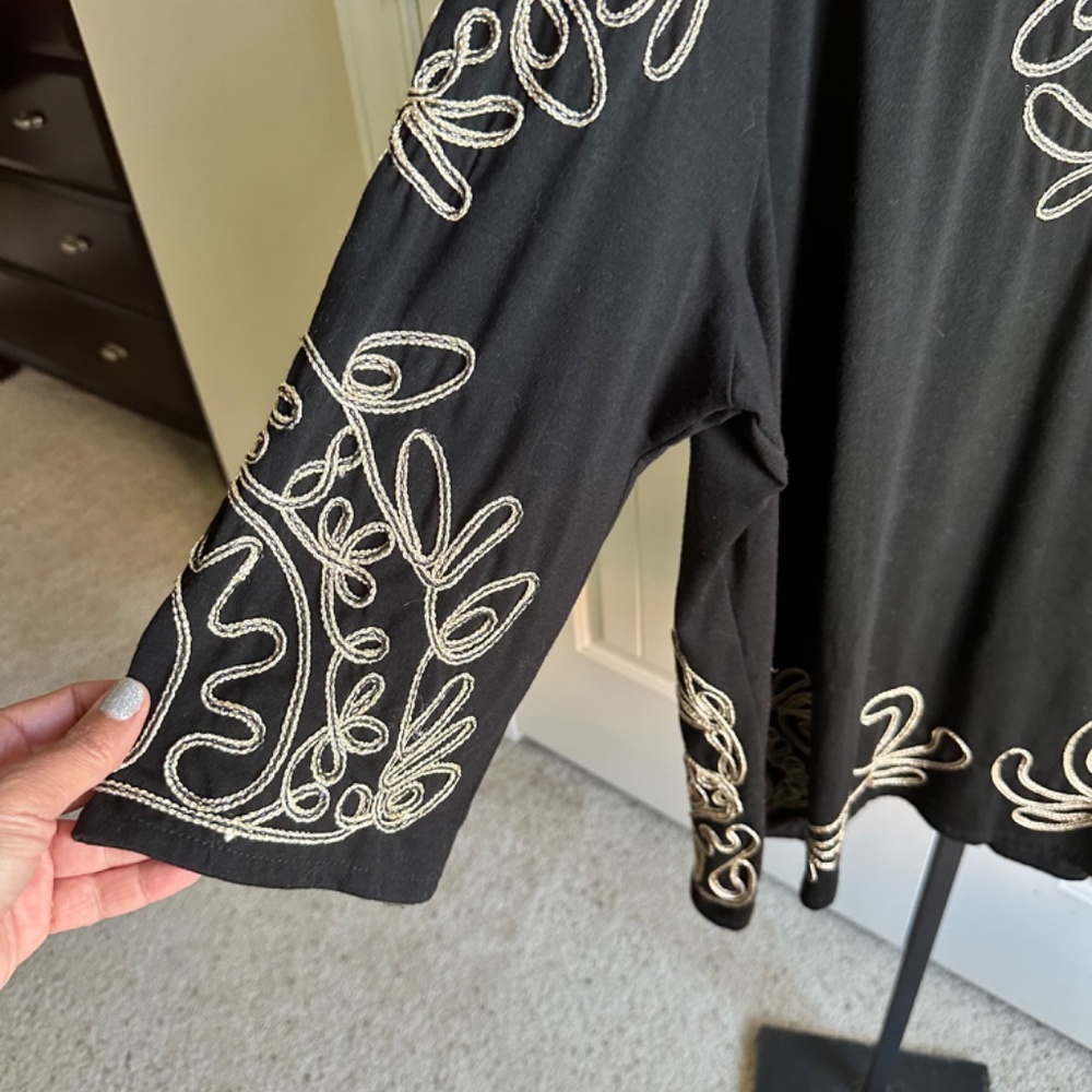 Catherines Plus Size Black/Gold Scroll Designed Tunic… - Gem